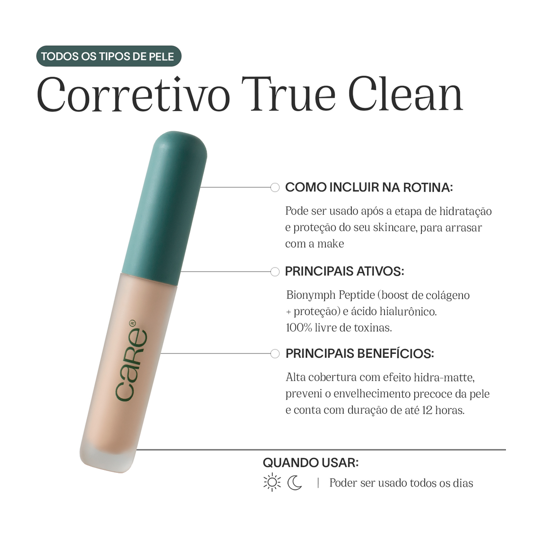 Corretivo Líquido True Clean C1 - CARE Natural Beauty