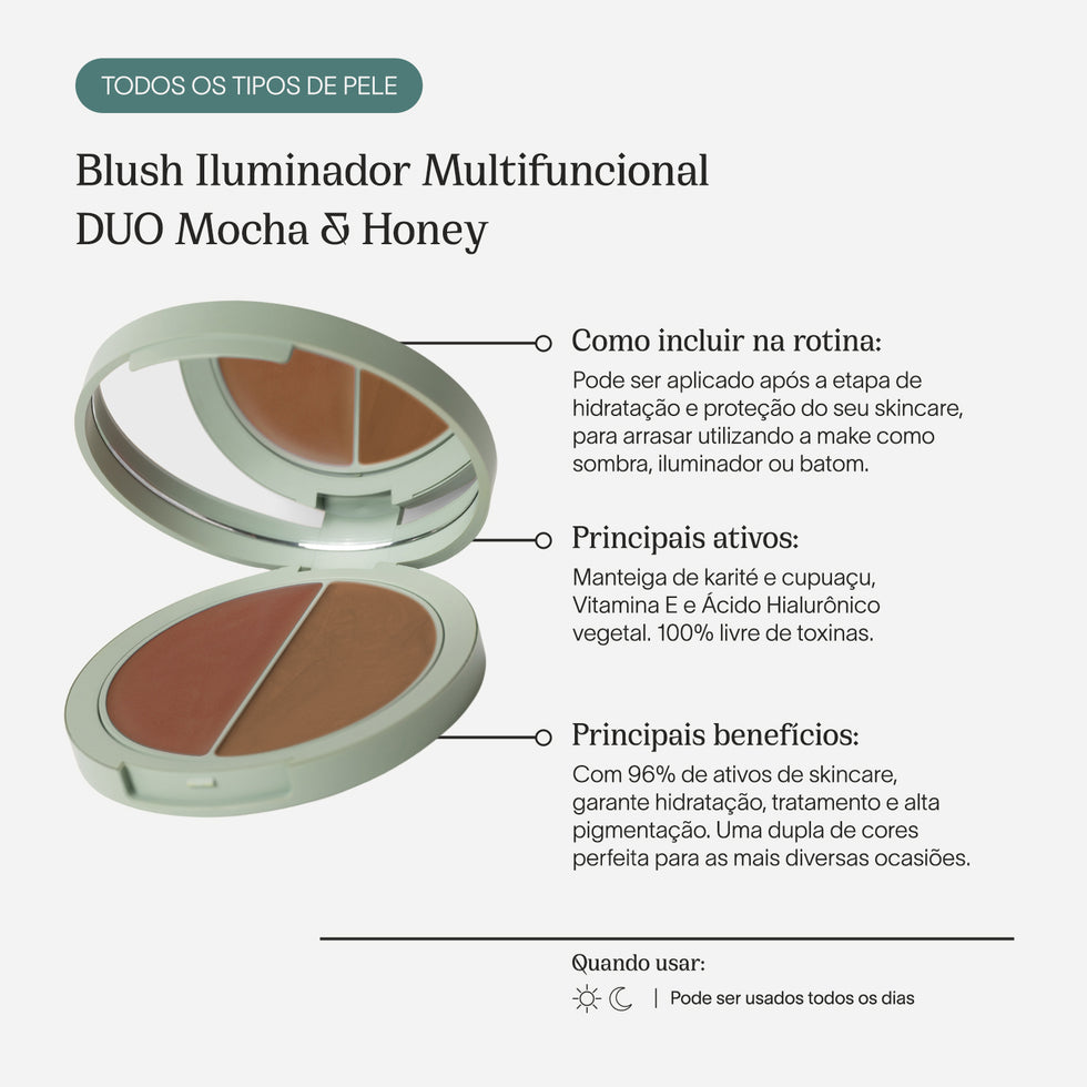Blush Iluminador Multifuncional | DUO Mocha & Honey – CARE Natural Beauty